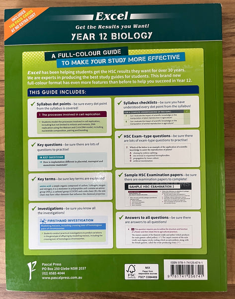 Excel Year 12 Biology Study Guide +Study Cards (2019 Edition) - T's ...